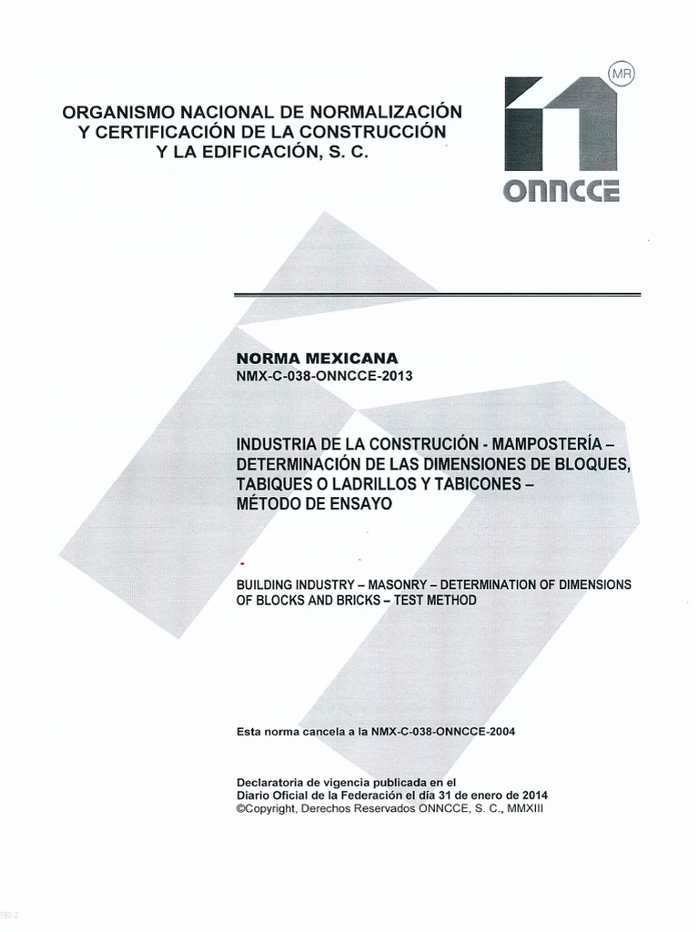 NMX C 038 Onncce 2013 | PDF