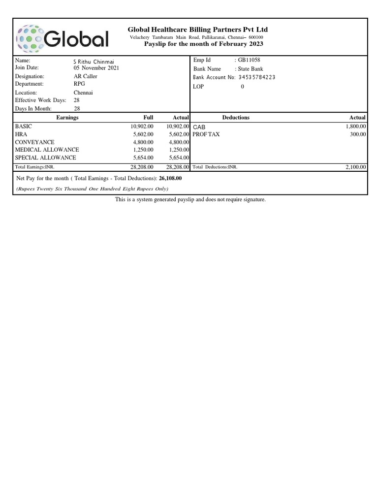 Payslip Feb 2023. | PDF