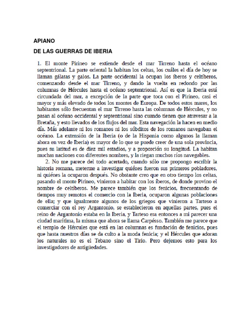 Textos de Apiano Sobre Las Guerras de Iberia | PDF