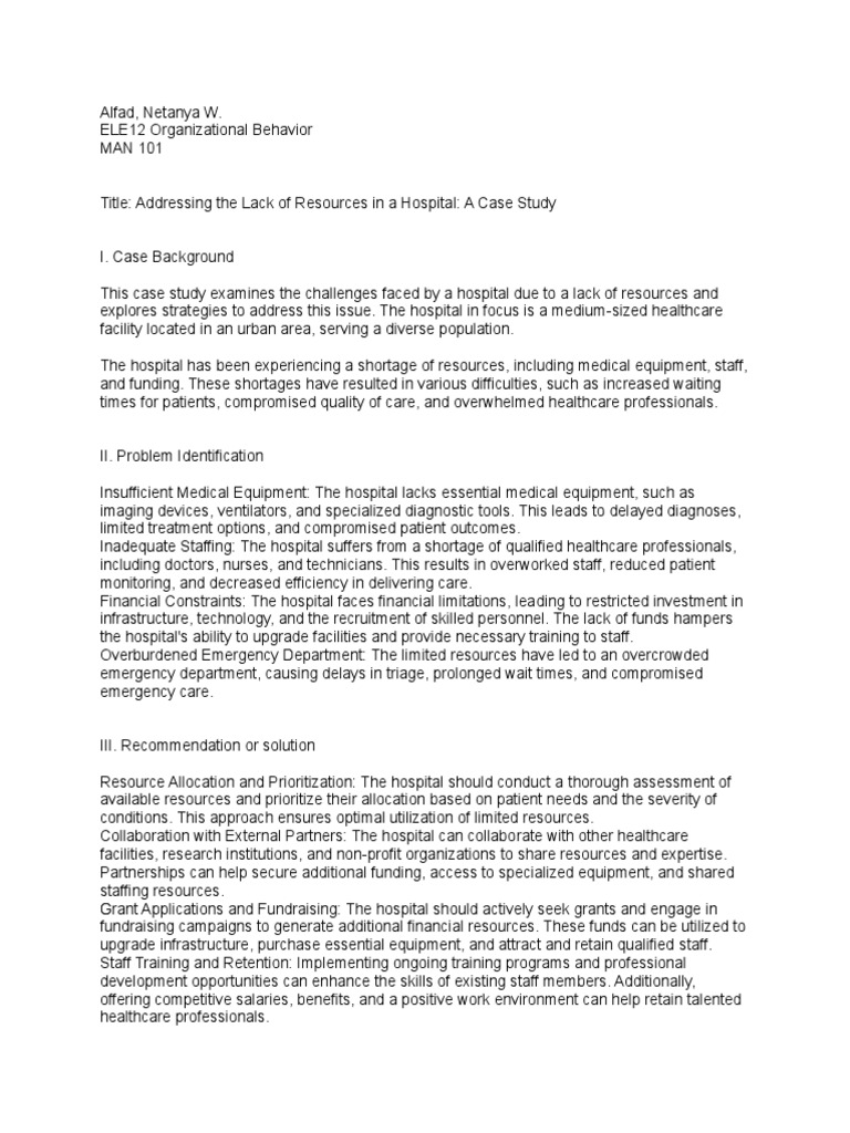 Case Study | PDF | Hospital | Emergency Department