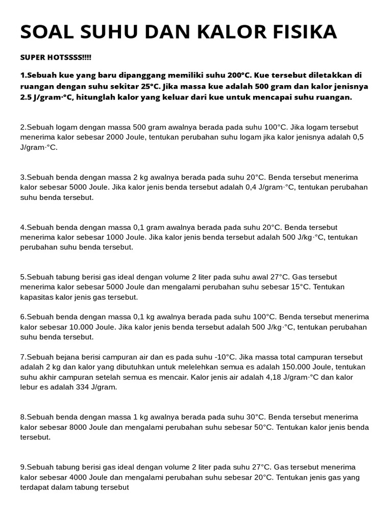 Soal Fisika: Suhu dan Kalor | PDF