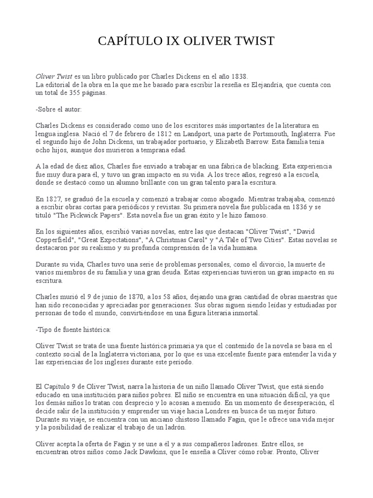 Capítulo 9 Oliver Twist | PDF | Fagin | Charles Dickens