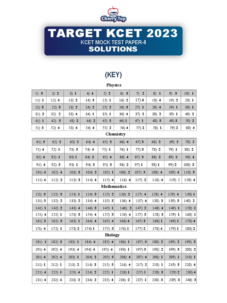 Mock Test Paper-4 Kcet Sol | PDF | Photoelectric Effect | Electromagnetism