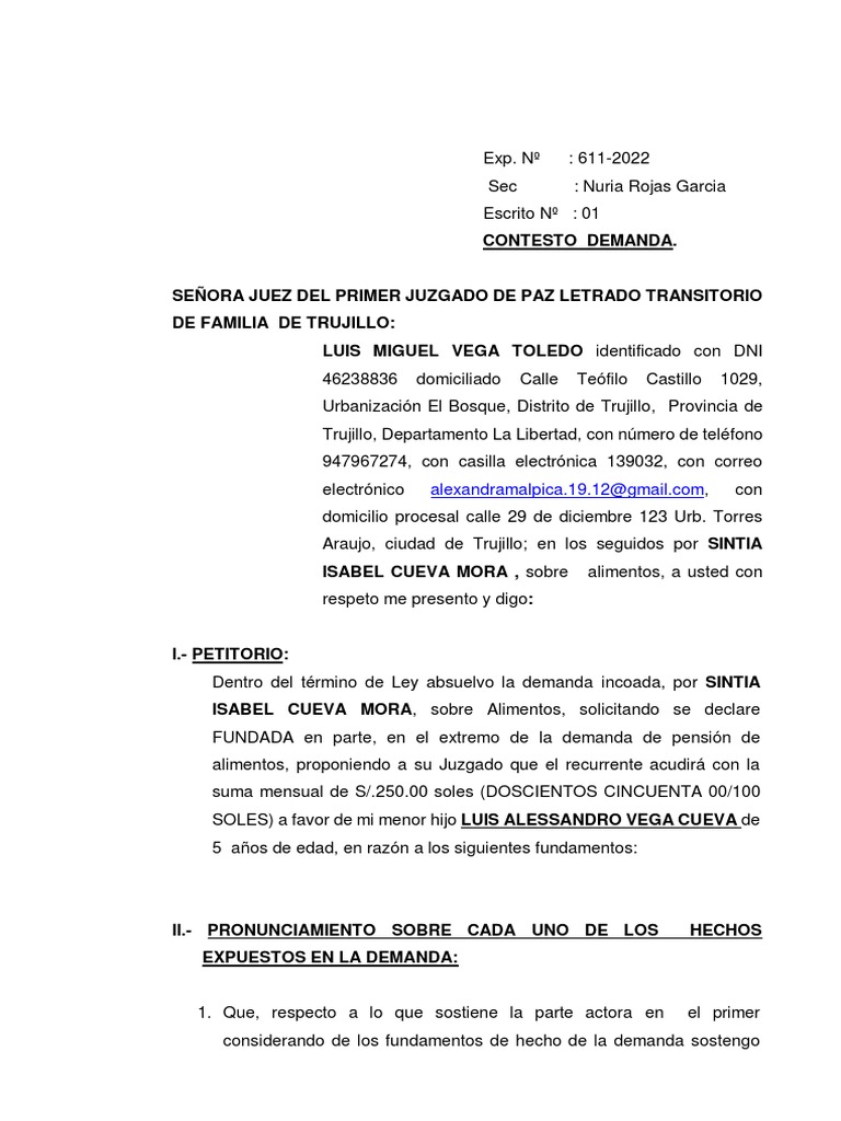 Final Contestacion Vega Toledo 29-03-2022 PDF | PDF Final Contestacion Vega Toledo 29-03-2022 PDF | PDF