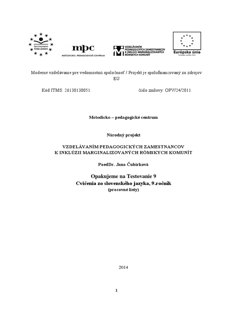 Slovne Druhy Cvicenia | PDF