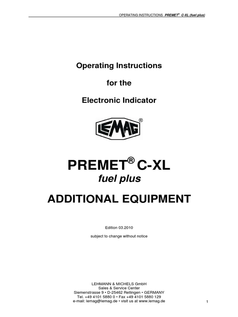 Fuel Plus PREMET C - 03.2010 | PDF | Valve | Mechanical Engineering