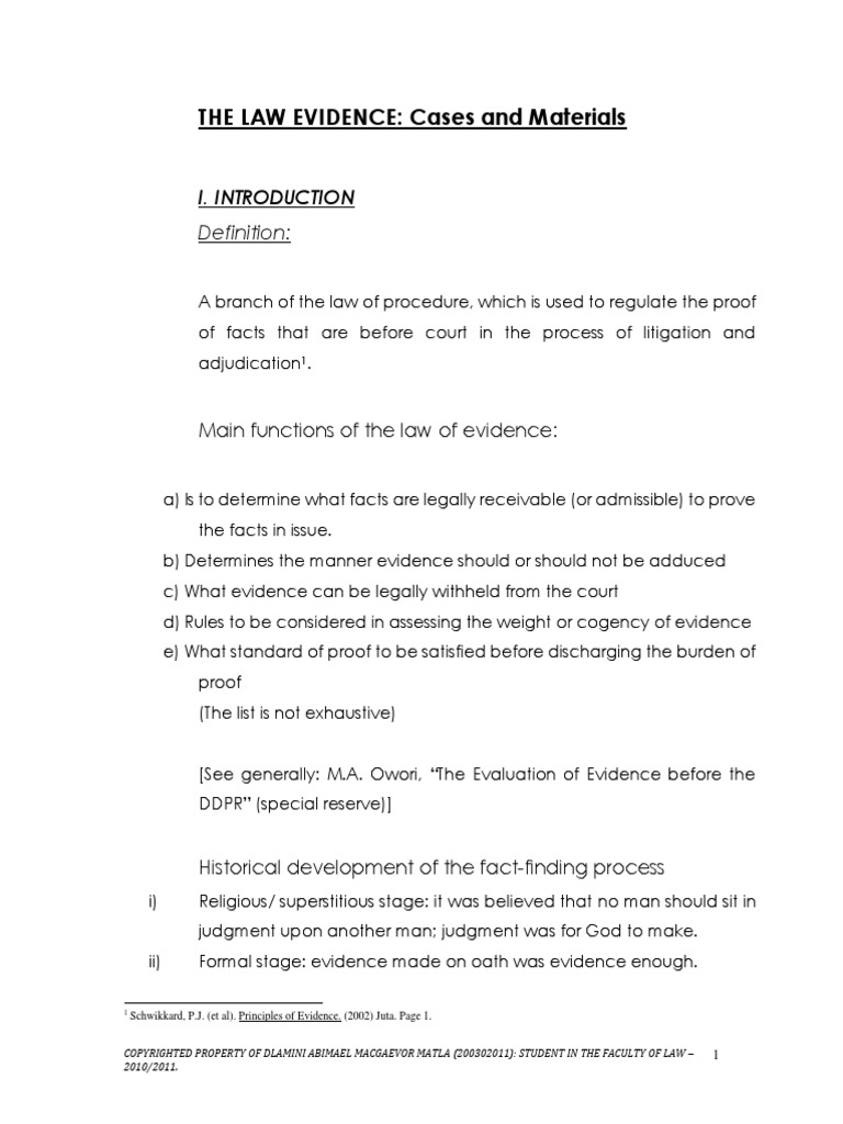Law of Evidence: Key Cases & Principles | PDF