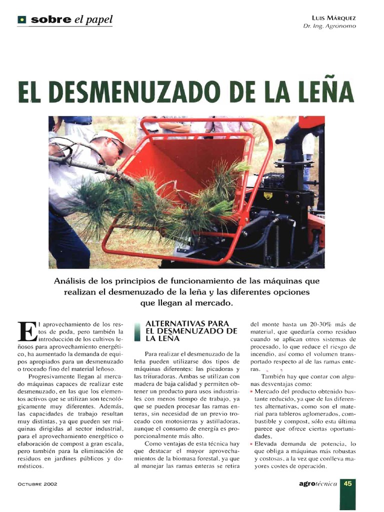 Máquinas para Desmenuzar Leña: Guía Completa | PDF