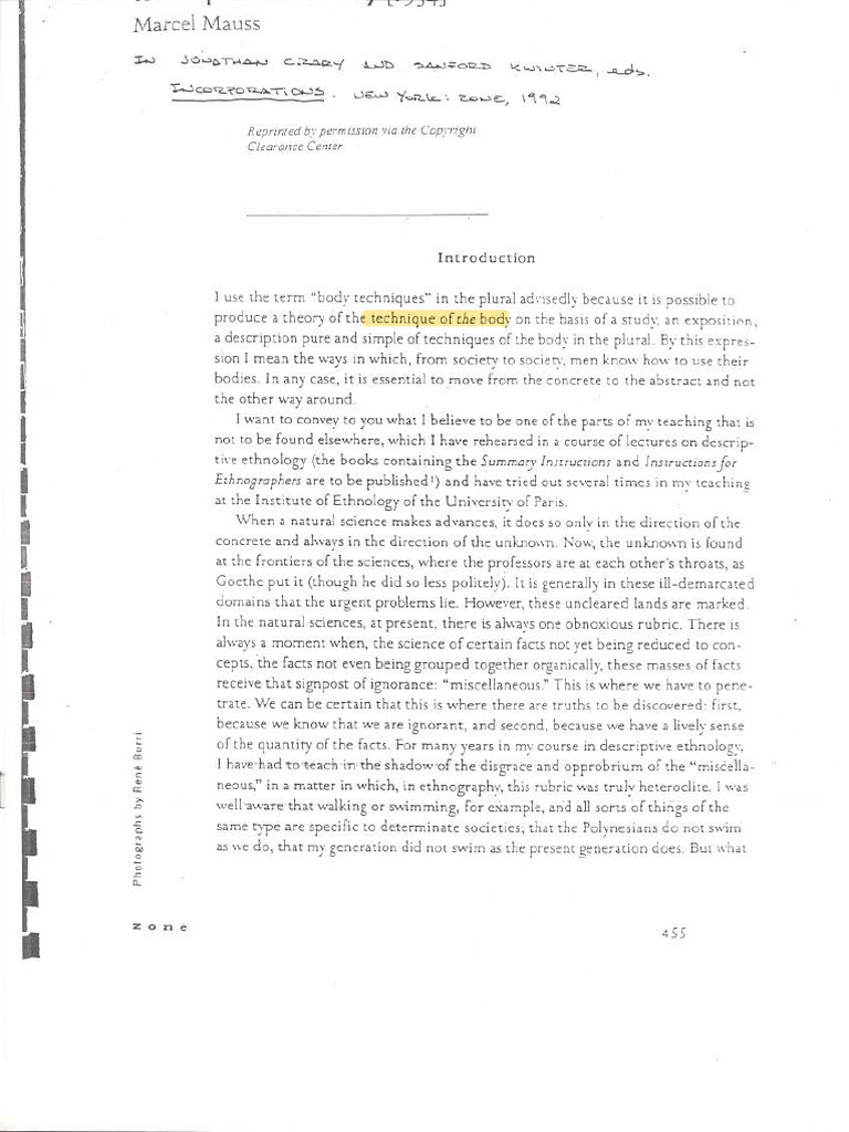 Mauss Marcel 1935 1992 Techniques of The Body | PDF | Traditions | Hunting