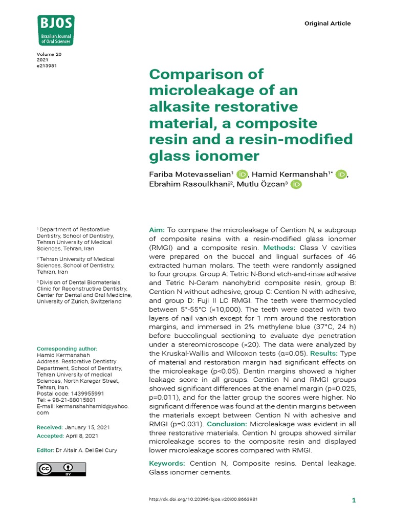 Comparison of Microleakage of An Alkasit | PDF
