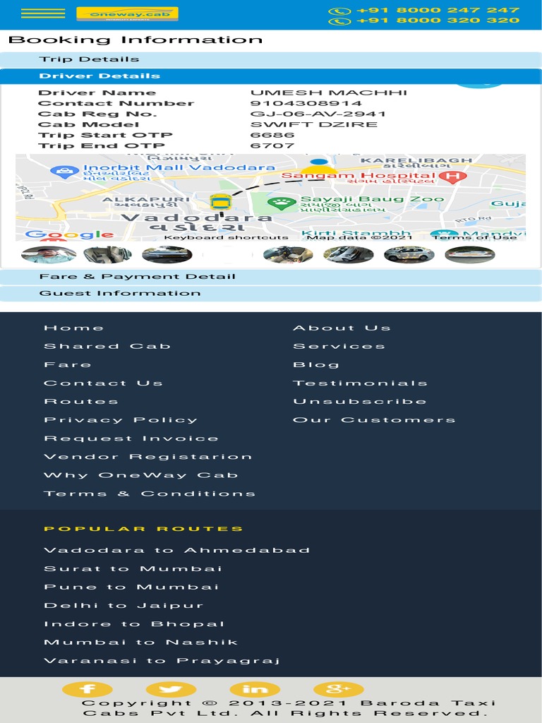 Trip Information India's Leading One-Way Inter-City Cab Service ...