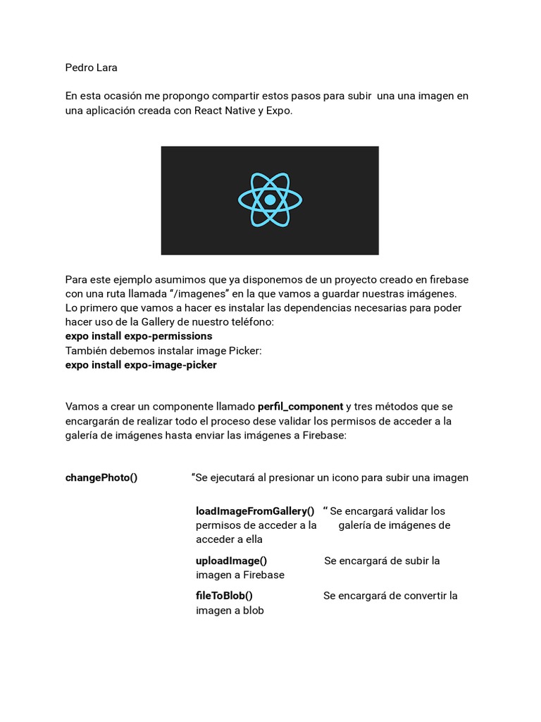 Subiendo Imágenes en React Native y Firebase Con React | PDF ...