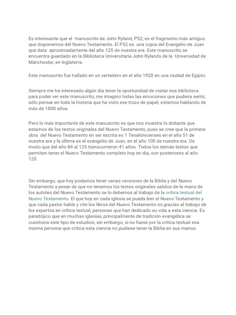 Papiro P52 - El Trozo de Papiro Más Antiguo Conocido Del Nuevo ...