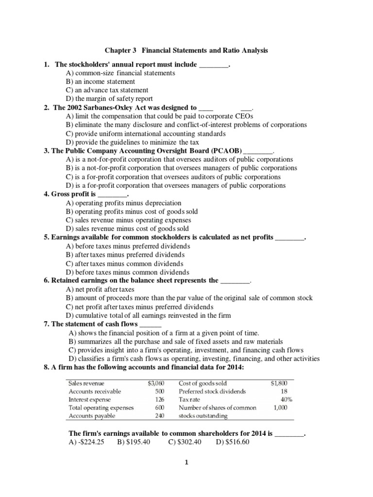 Financial Statements & Ratio Analysis Guide | PDF | Finance & Money Management