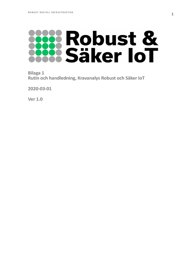 Rdi Bilaga 1 Rutin Och Handledning Kravanalys Robust Saker Iot v1 0 | PDF