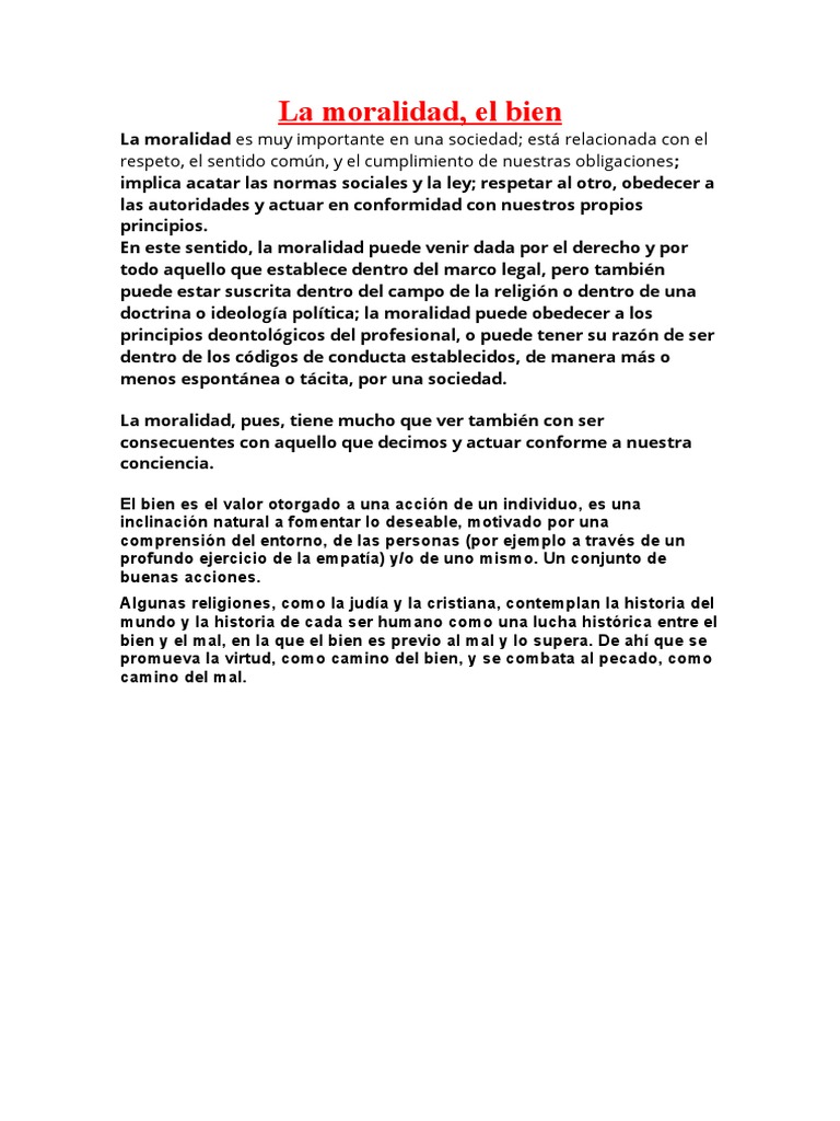 La Moralidad | PDF