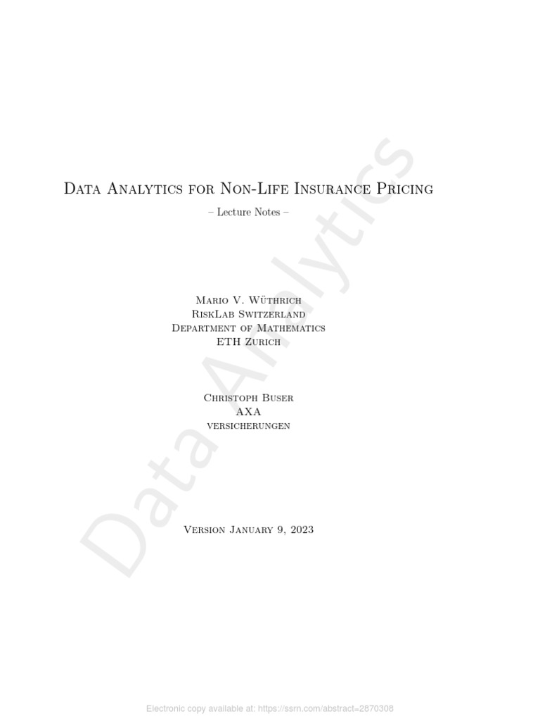 2023-Data Analytics For Non-Life Insurance Pricing | Download Free PDF ...