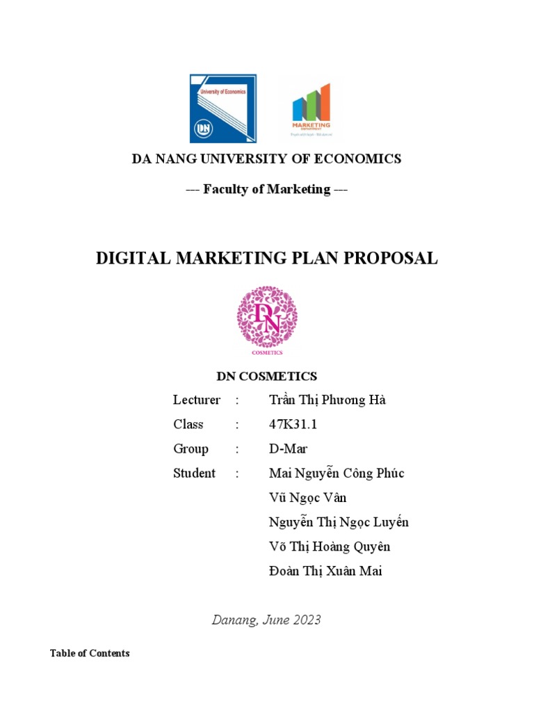 Digital Marketing Plan Proposal | PDF | Digital Marketing | Cosmetics