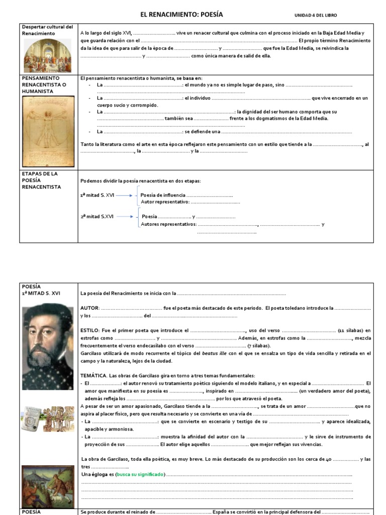 Esquema Tema 4 - La Poesía Del Renacimiento | PDF | Poesía | Renacimiento