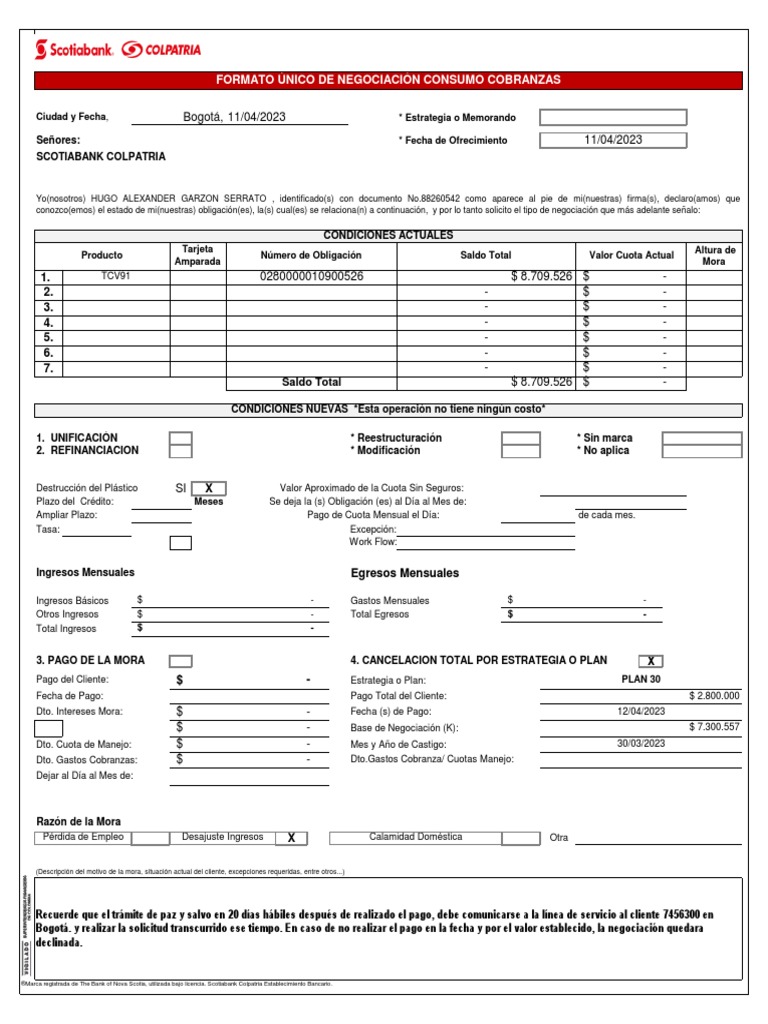 Colpatria Negociacion | PDF