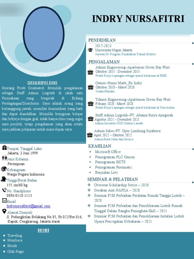 Agent Call Center - CV - Indry Nursafitri - Cengkareng | PDF