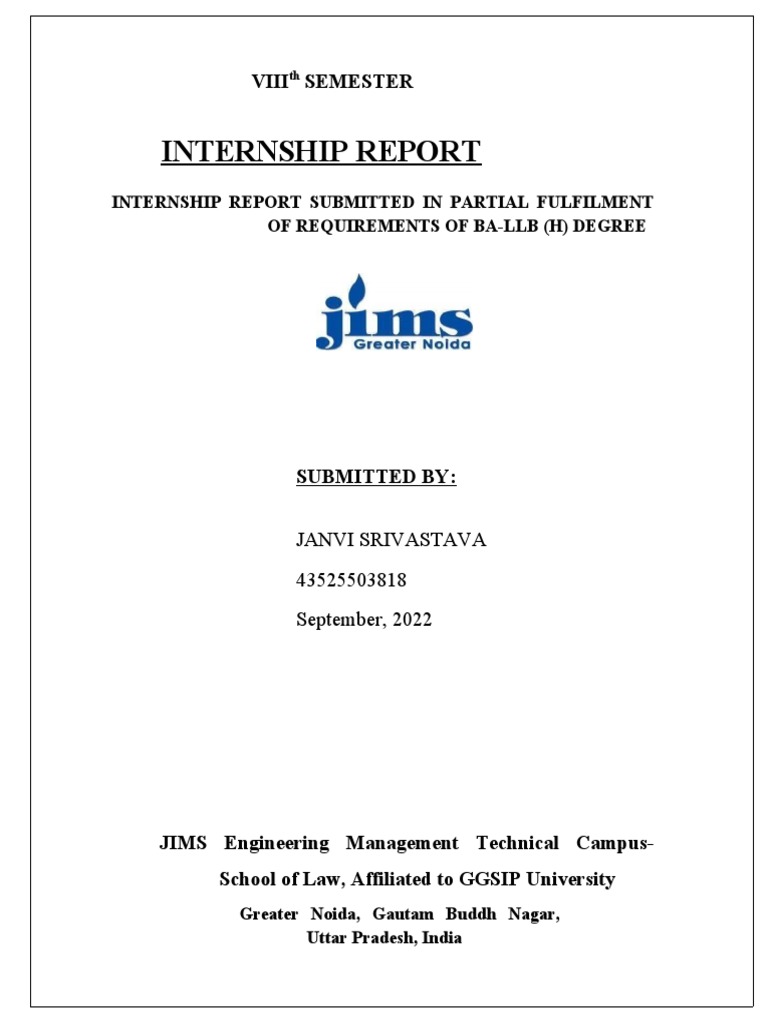 Janvi Srivastava 9B Internship Report | PDF | Internship | Job Hunting