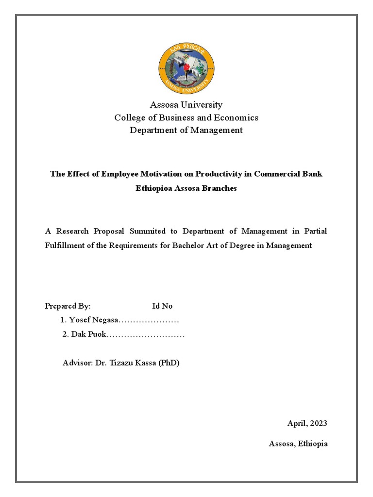 Assosa University College of Business and Economics Department of ...