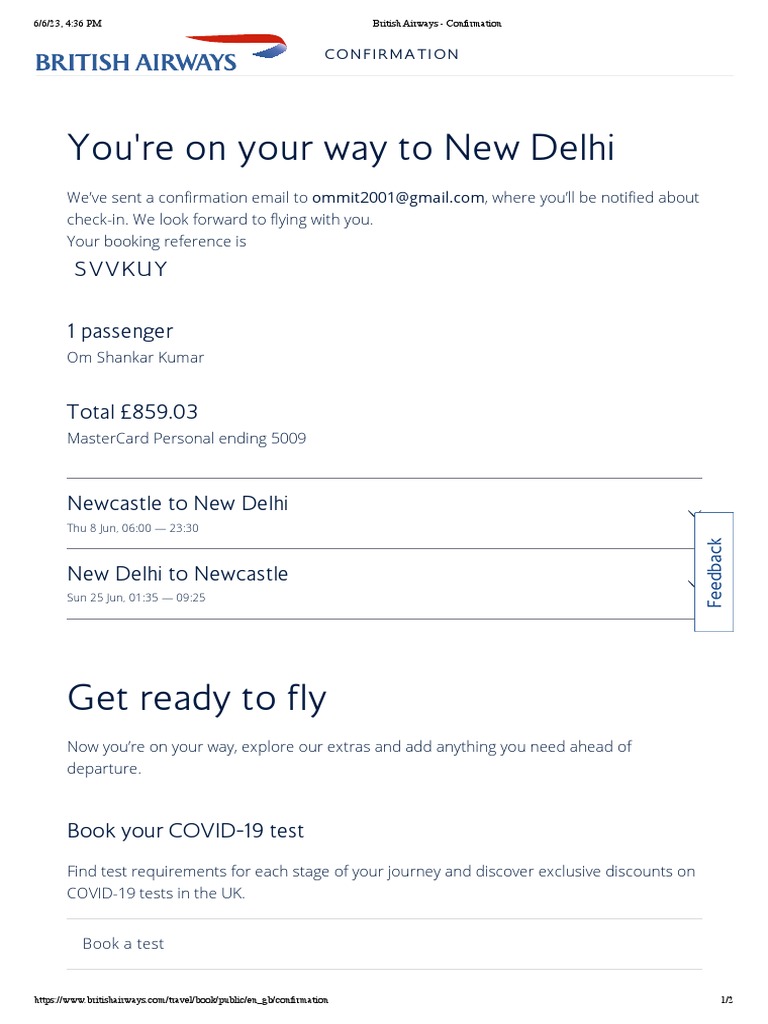 British Airways - Confirmation | PDF