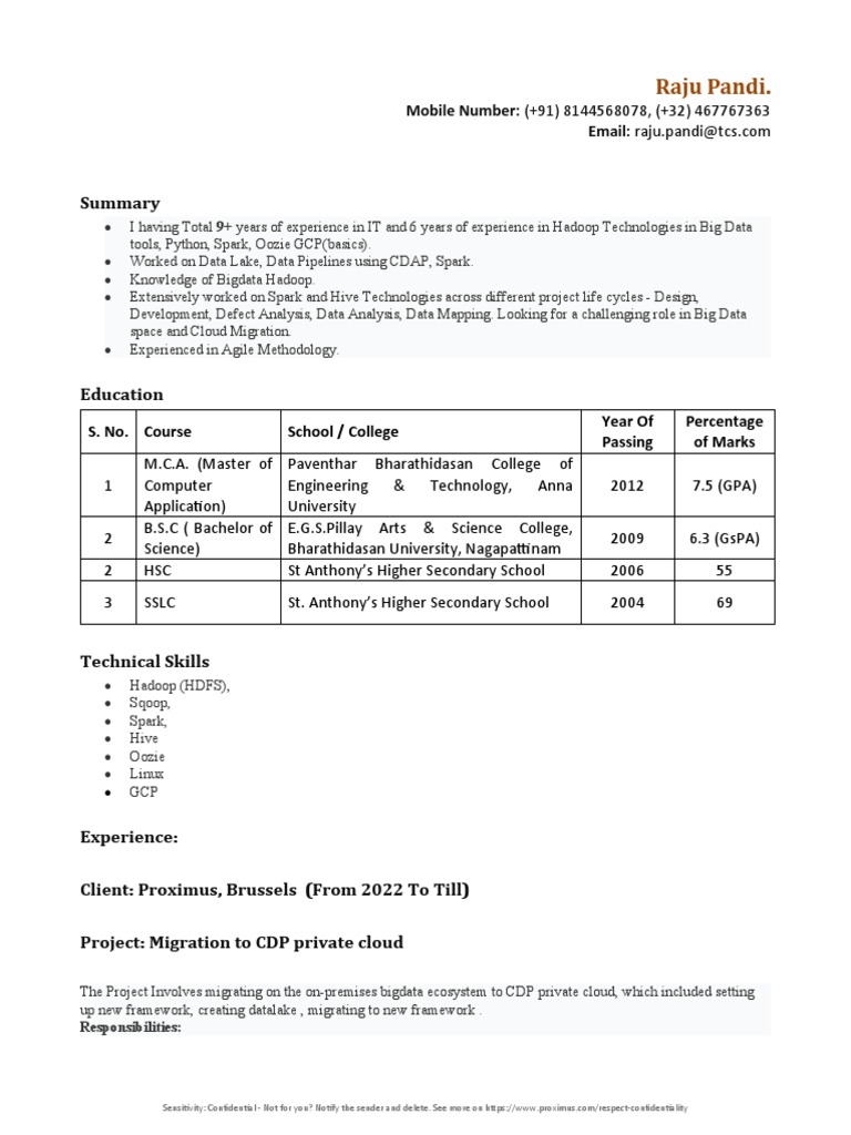 RajuPandi Resume | PDF | Apache Hadoop | Apache Spark