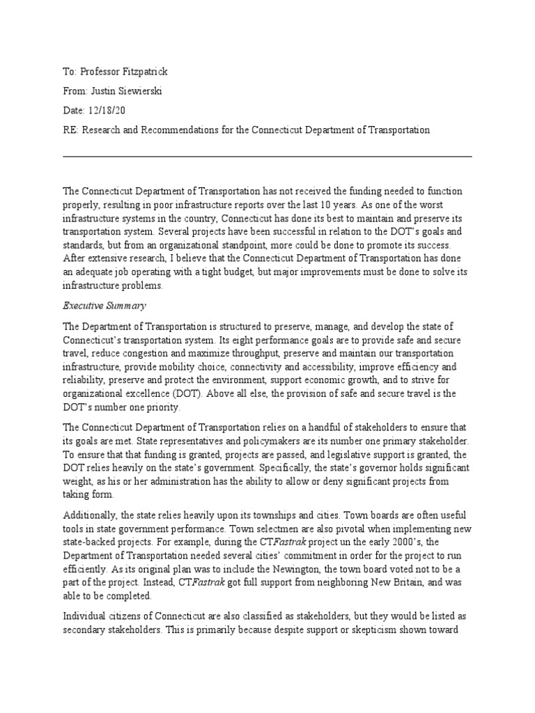 Ctdot Independent Research | PDF | Transport | Infrastructure