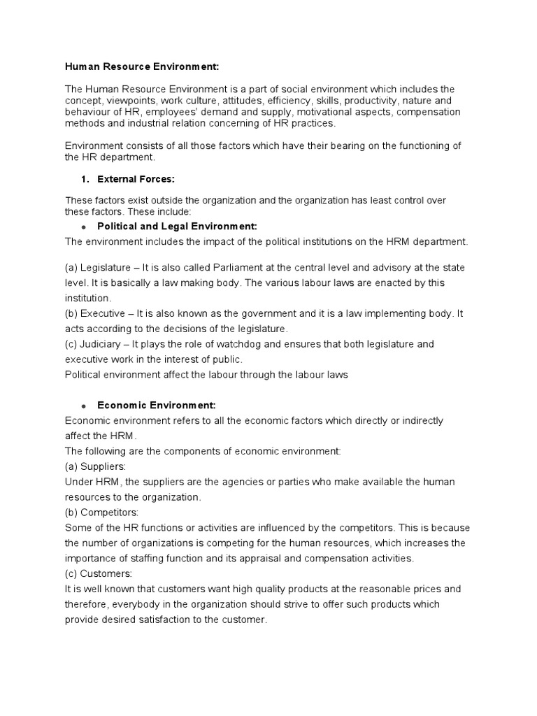 HR Environment | PDF | Human Resource Management | Human Resources