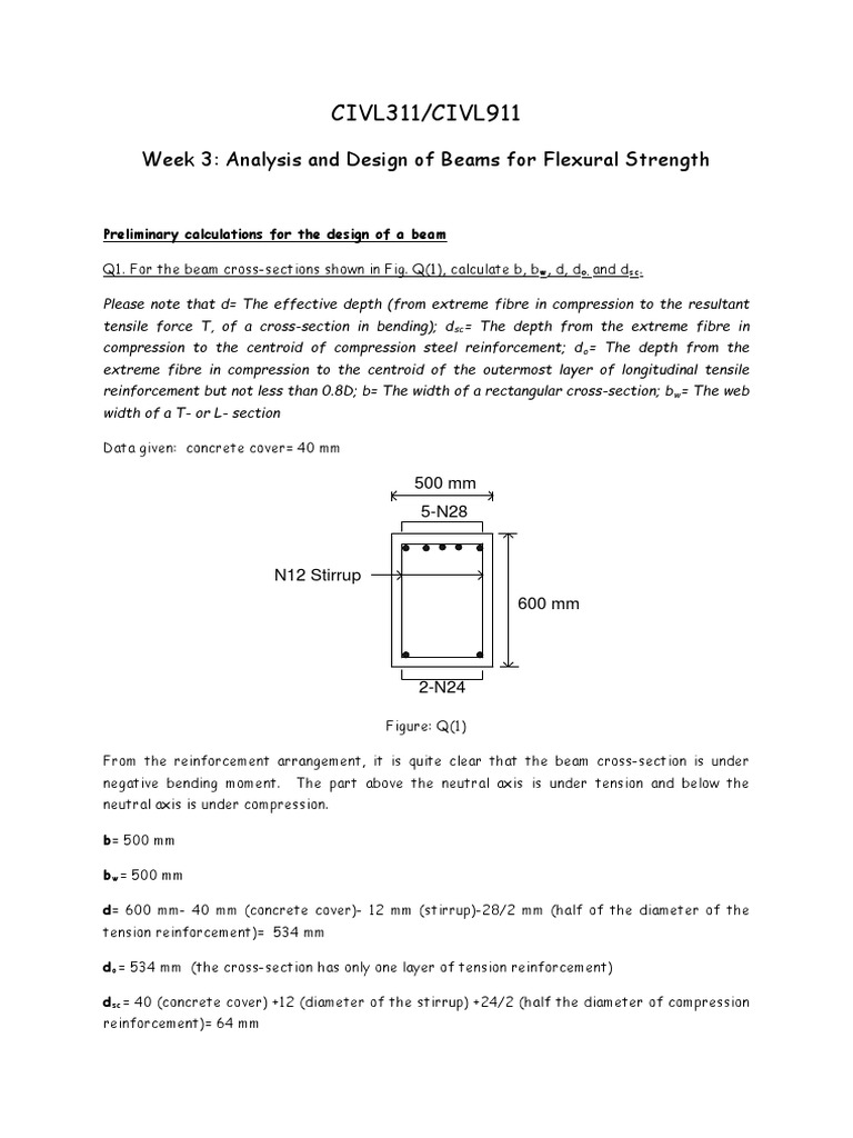 Preliminary Calculations For The Design of A Beam | PDF | Bending ...