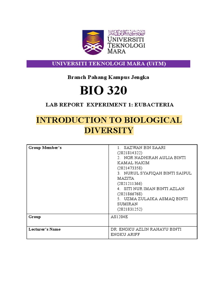 Lab Report Bio320 - Practical 1 - As1204e | PDF | Gram Positive ... Lab Report Bio320 - Practical 1 - As1204e | PDF | Gram Positive ...