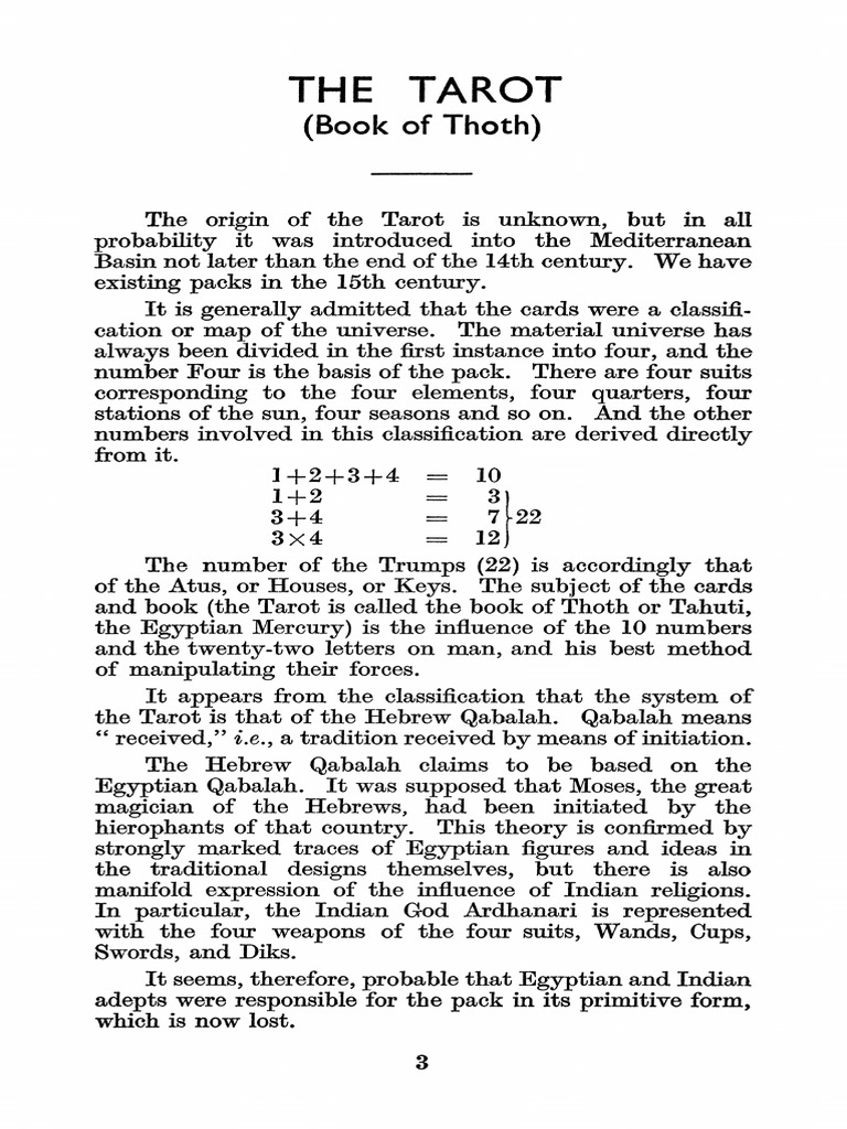 The Tarot (Book of Thoth) | PDF | Tarot | Hermetic Qabalah