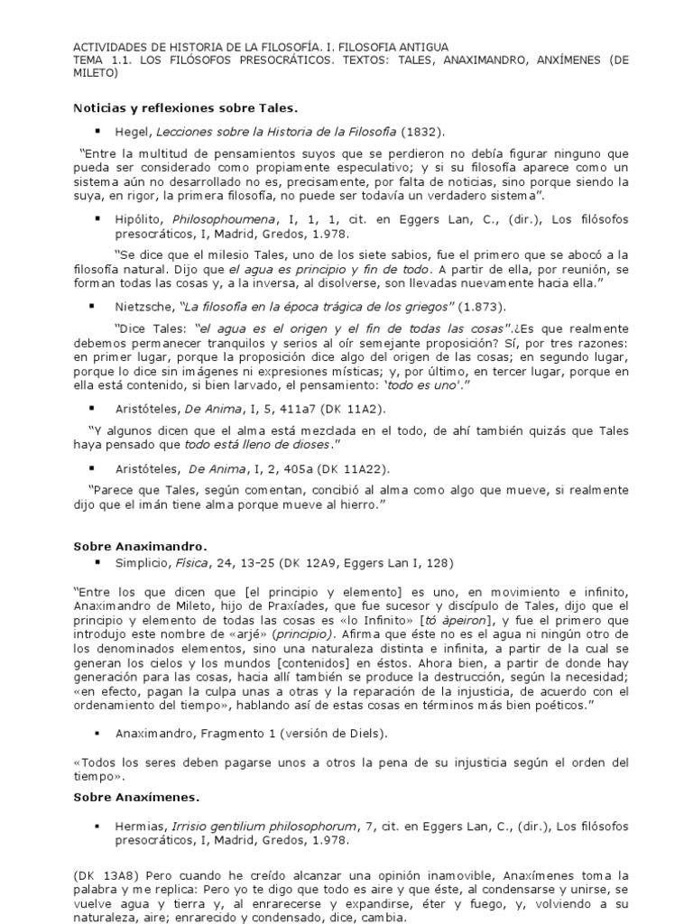 Actividades Textos Los Milesios 2011 | PDF | Metafísica | Science