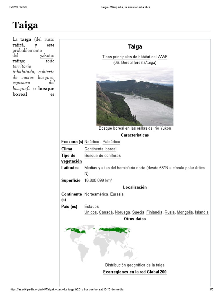 Taiga - Wikipedia, La Enciclopedia Libre | PDF | Entorno natural | Los ...