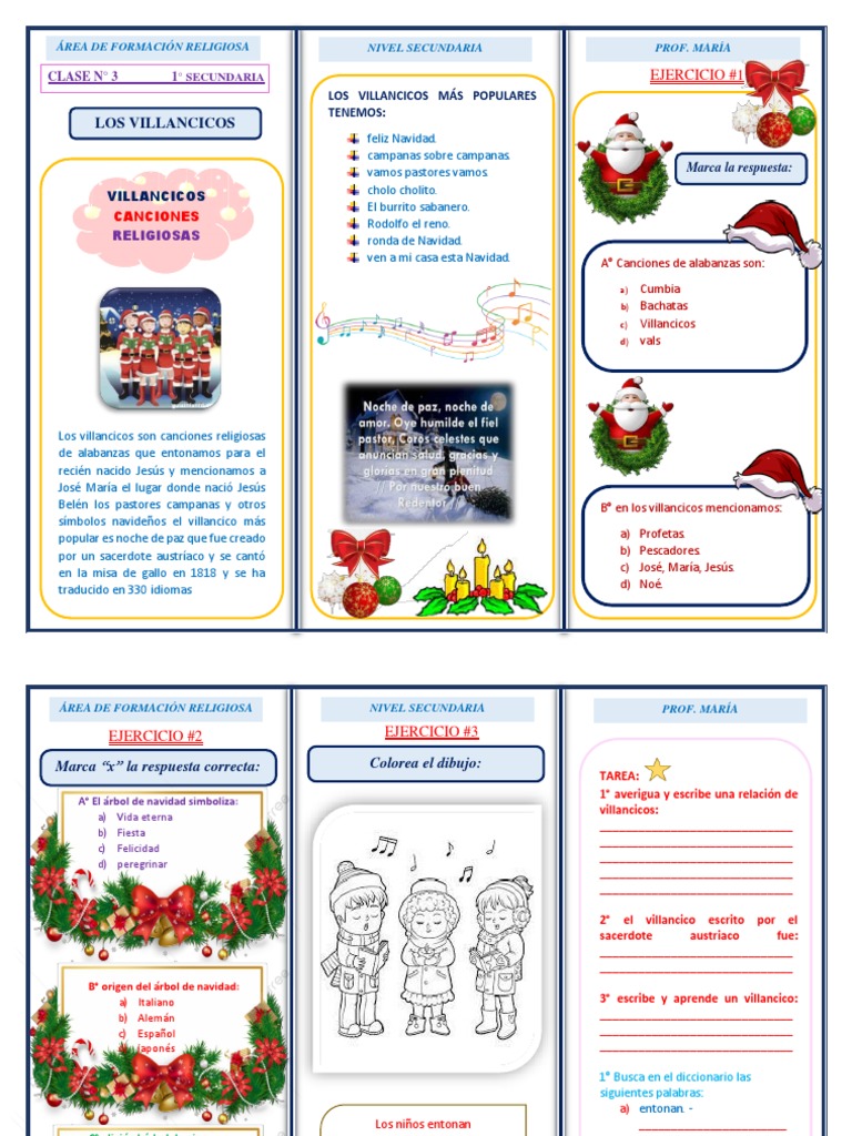 Villancicos: Canciones Navideñas en Secundaria | PDF | Villancicos ...