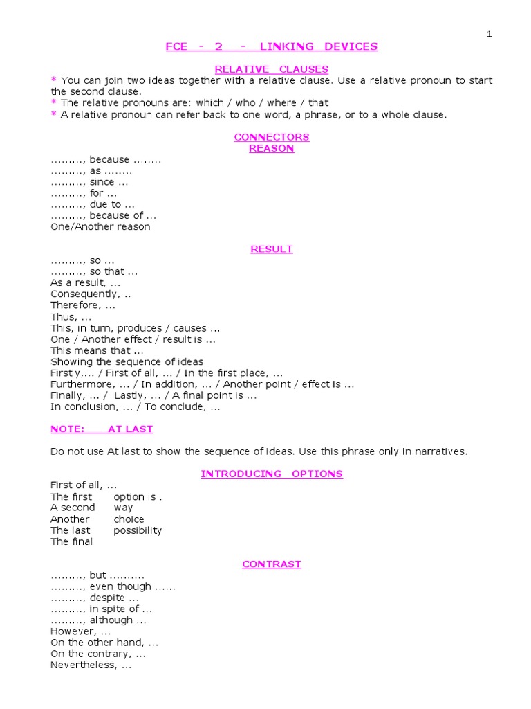 Linking Devices | PDF | Pronoun | Clause
