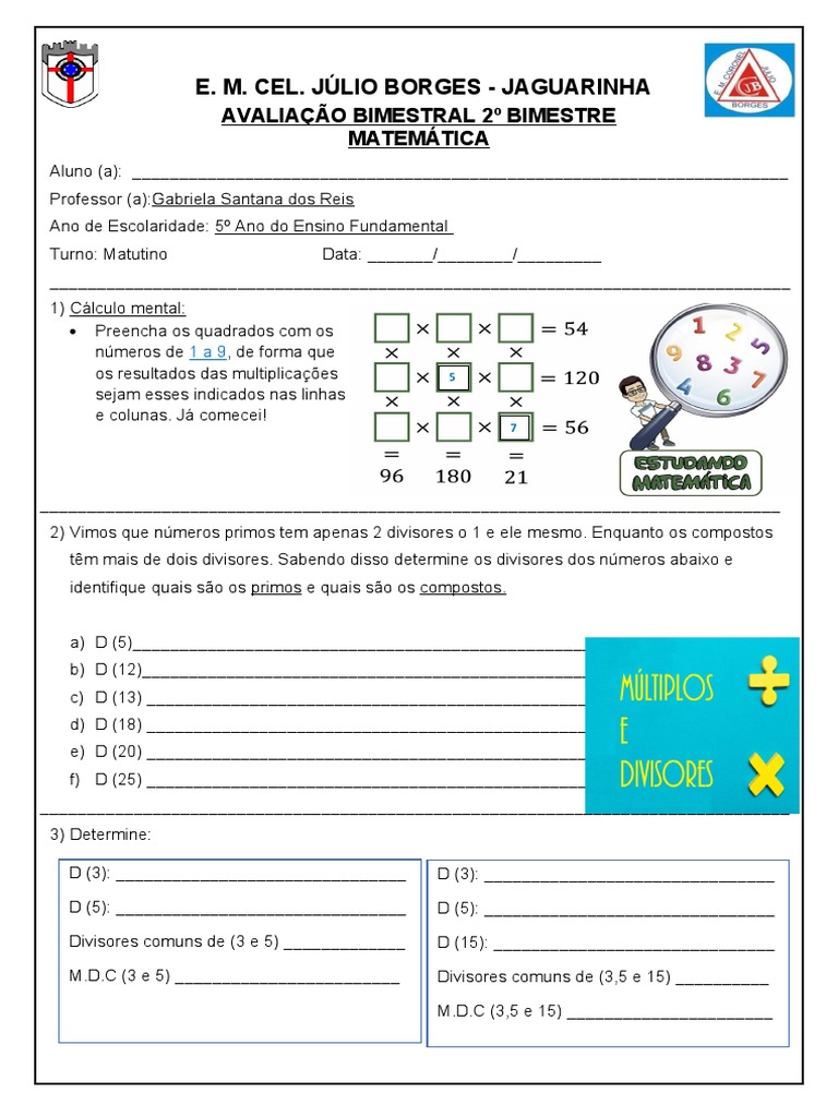 Av. bimestral Matem. 2º B - 2023 | PDF