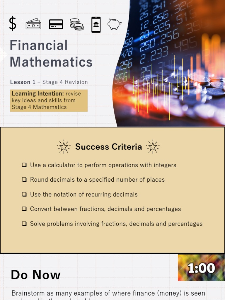 Financial Mathematics Lesson 1 | PDF