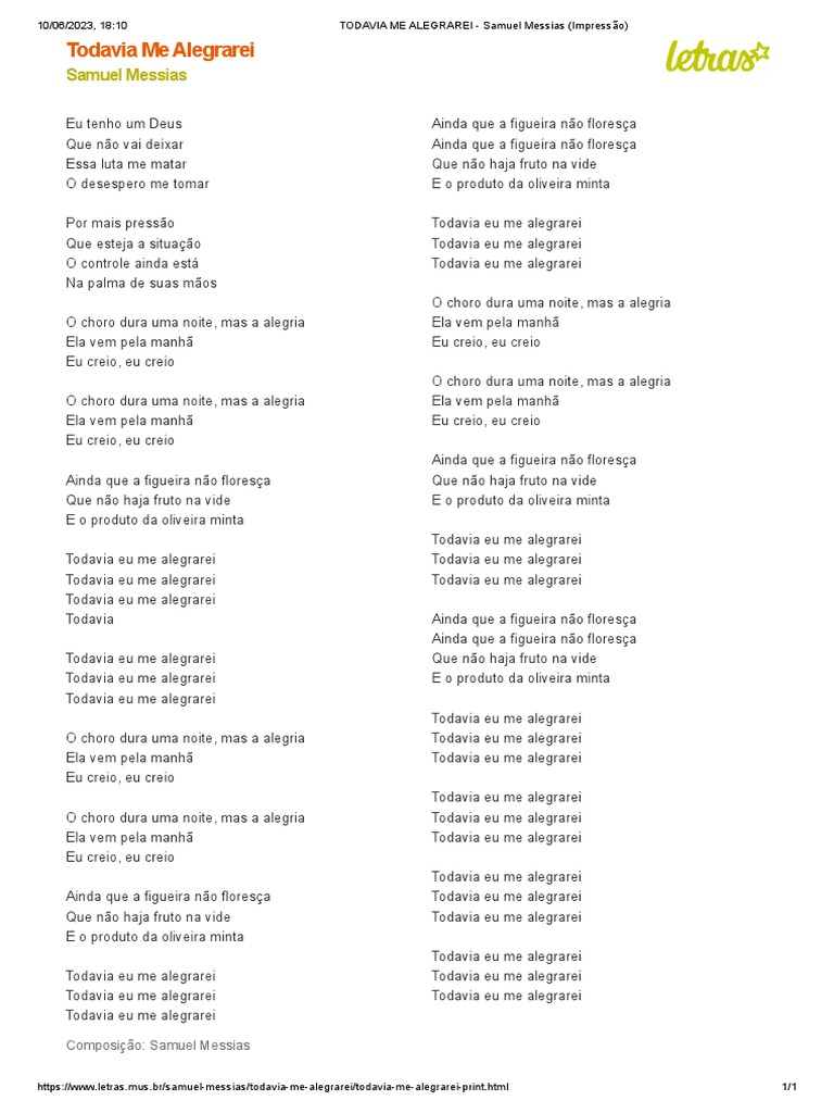 Todavia Me Alegrarei - Samuel Messias | PDF