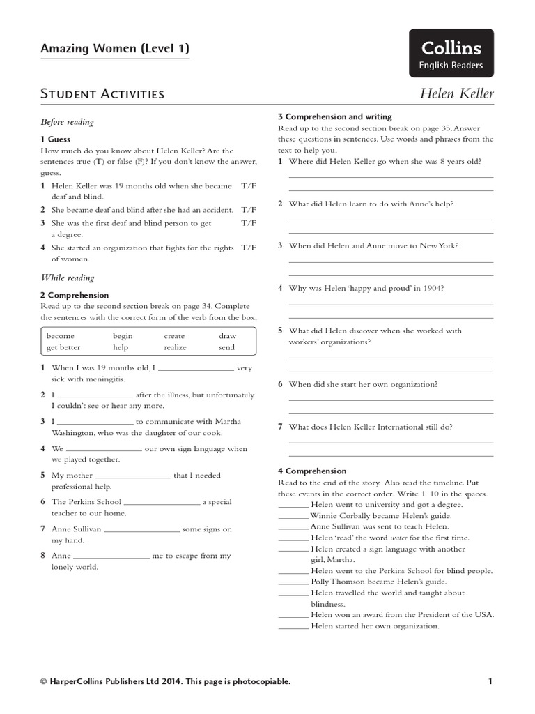 Activity Hellen Keller | PDF