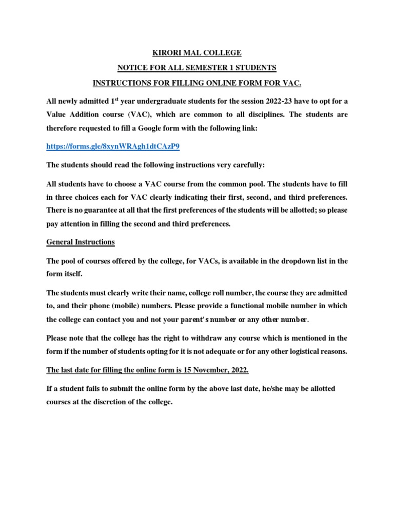 KMC Vac Notice | PDF