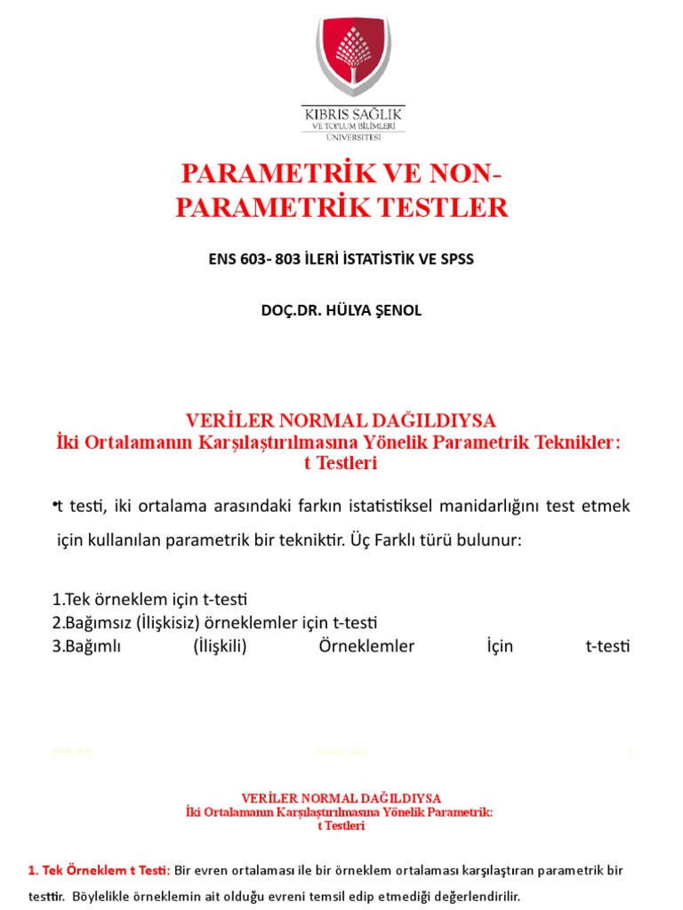 T Test Mann Whitney U Test Wilcoxon Testi | PDF