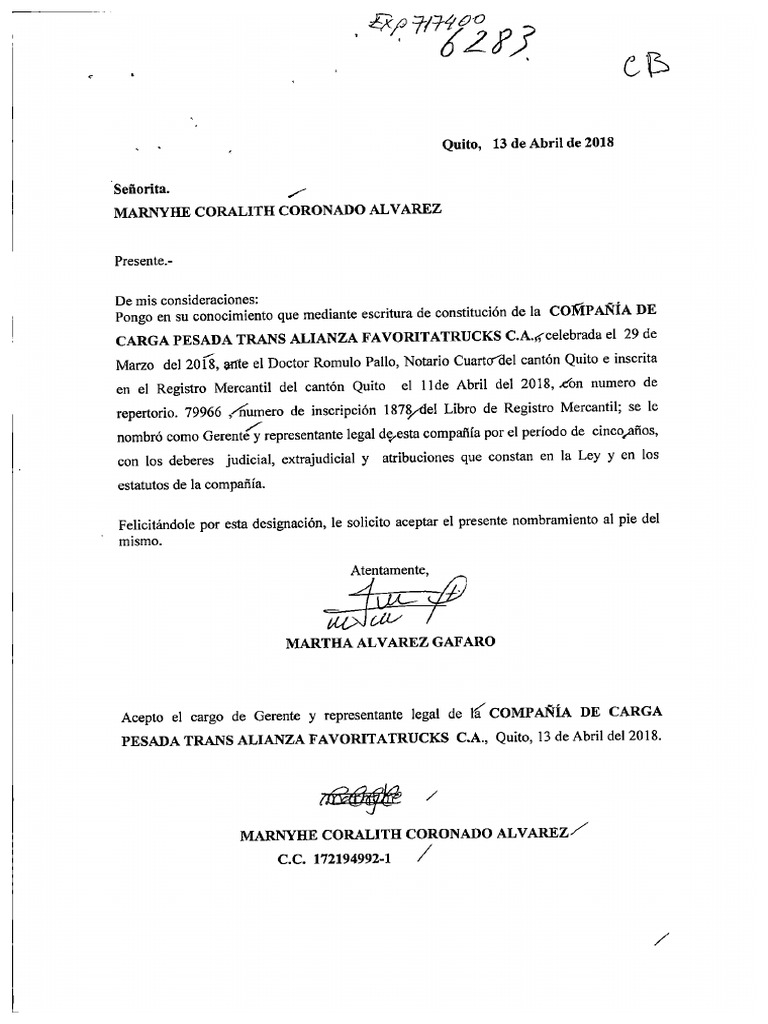 Nombramiento Gerente | PDF