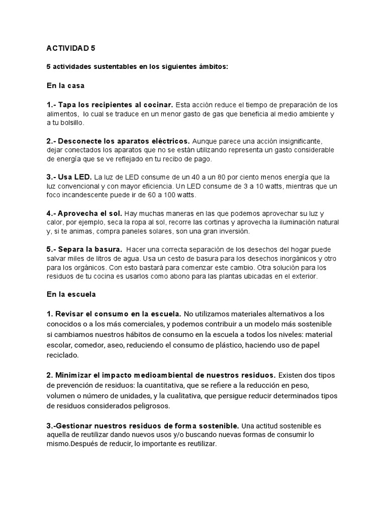 Actividad 5 | PDF | Residuos | Sustentabilidad