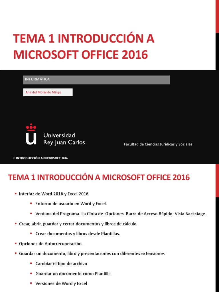 Tema 1 Introducción Office 2016 | PDF