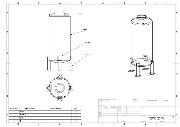Tank Assembly Drawing Specifications | PDF
