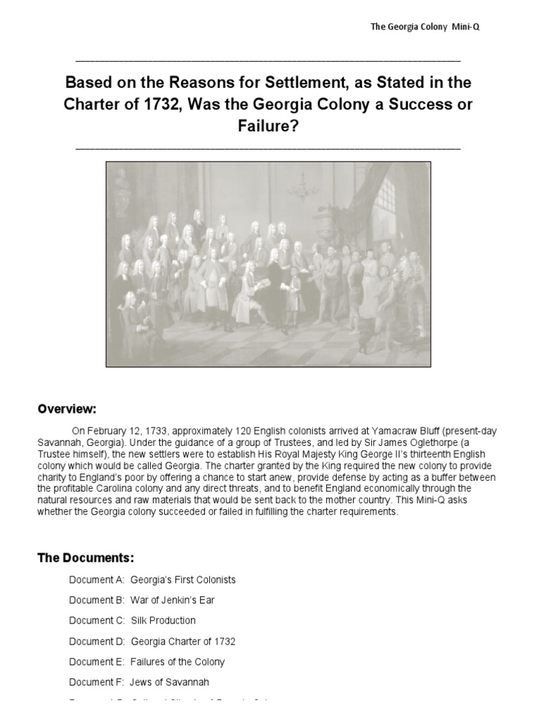 The Georgia Colony Mini DBQ Student Pack | PDF | Thesis