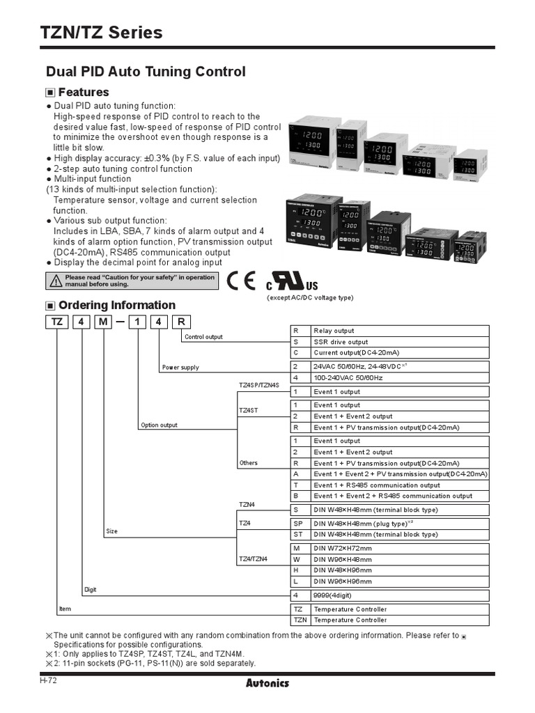 Temperature Controler TZN-series - Datasheets | PDF
